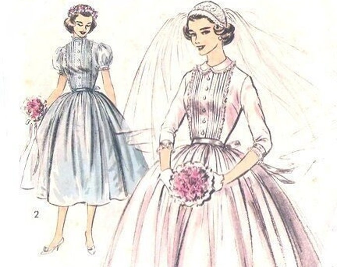 Vintage 50's Advance 8400 Misses' Bridal Gown Bodice W/ Gathered Skirt ...