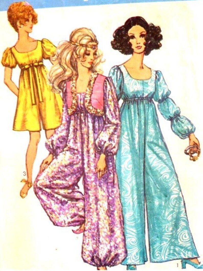 Simplicity 8254 Misses 70's Scoop Neck Jumpsuit With Double Puff ...