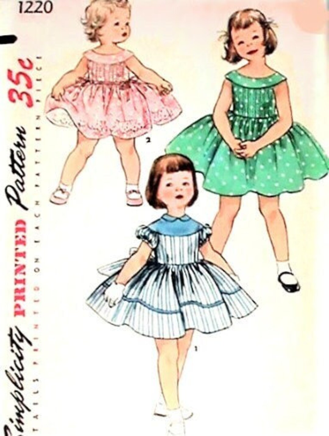 Simplicity 1220 Girls' 50's Darling Dress, on Yoke With Pleats ...