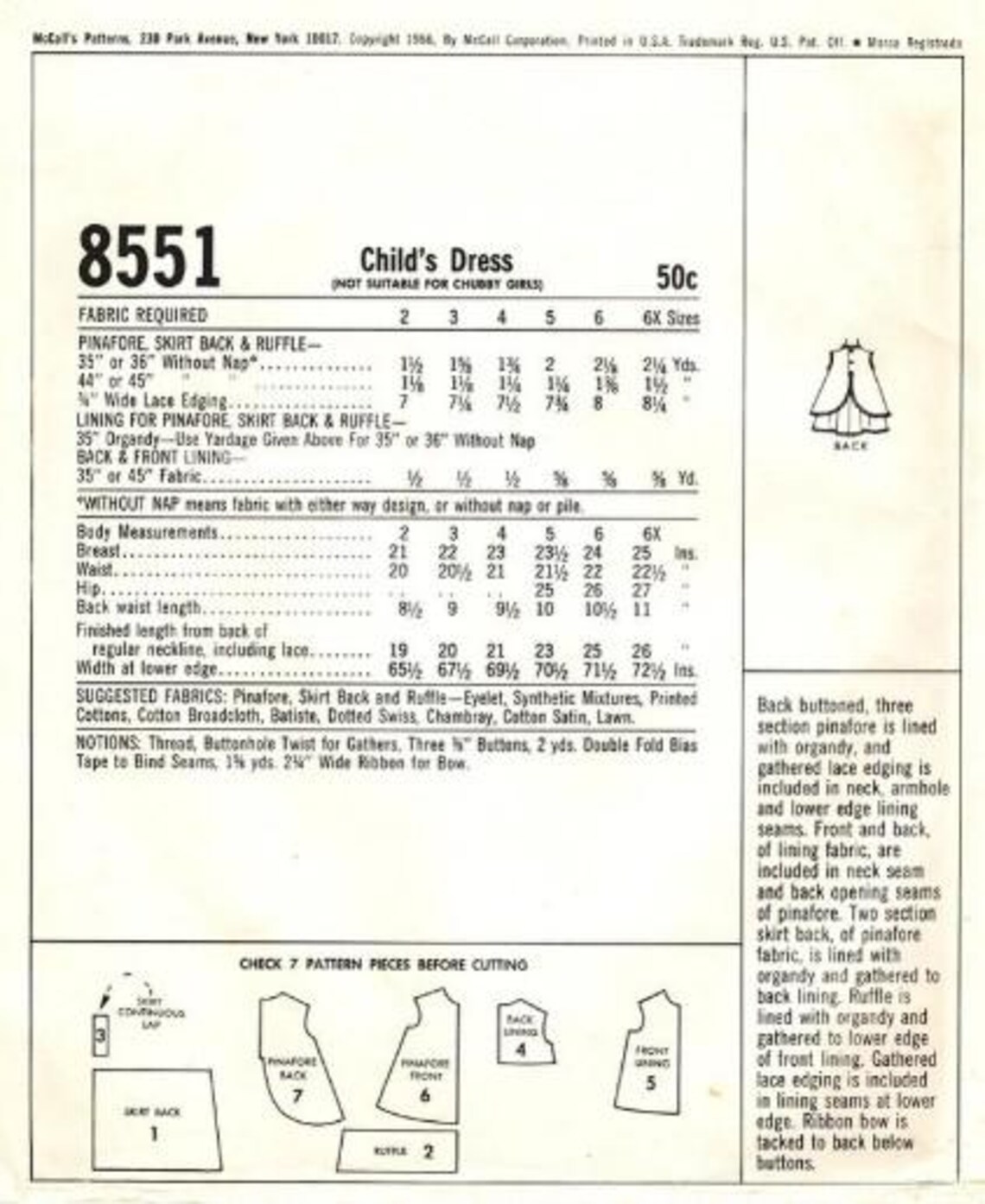 Simplicity 8551 Girls' 50's Darling Dress, Flower Girl, Party Dress ...