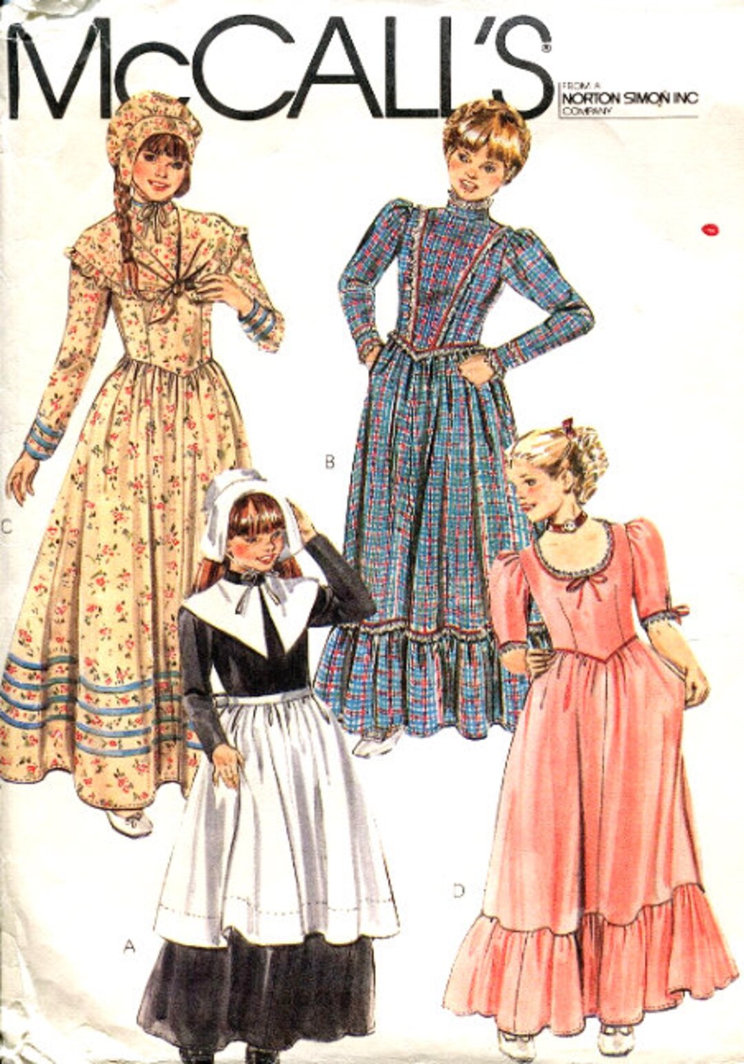 Mccall's 8230 Girl's Cottage Core Prairie Dress, Shawl, Apron and Prairie Bonnet, Costume ...