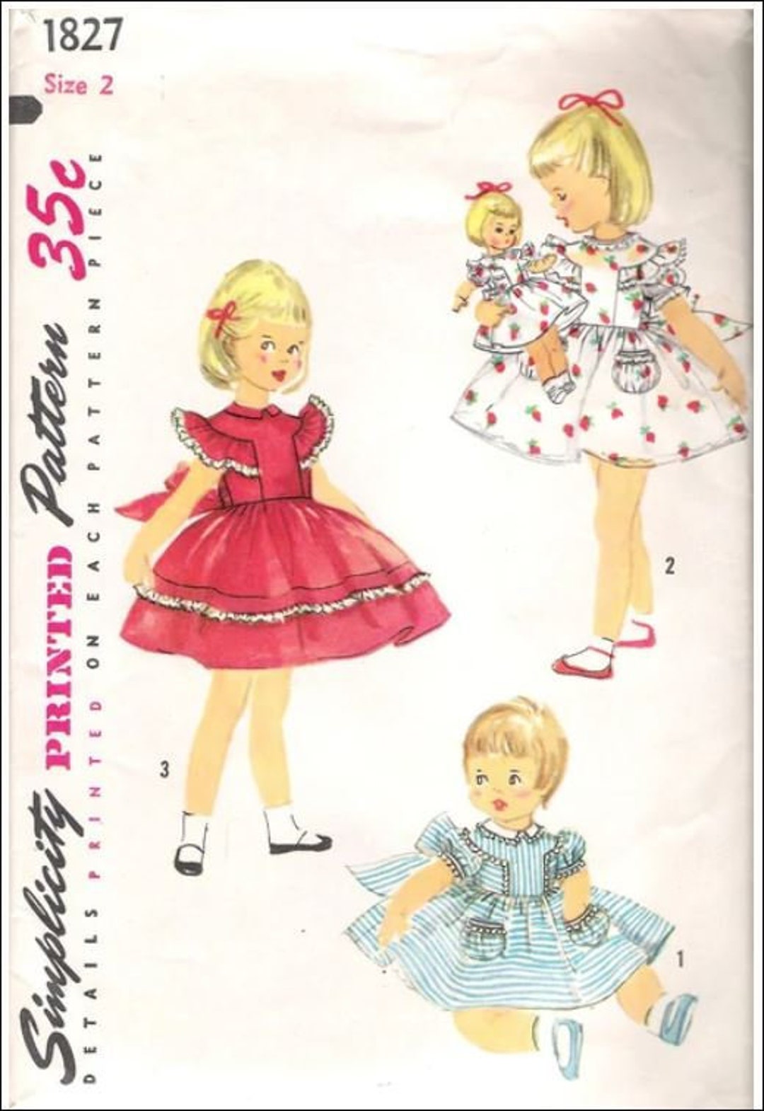 Flower Girl Sewing Pattern Simplicity 1827 Toddler Dress W Front Tucks ...