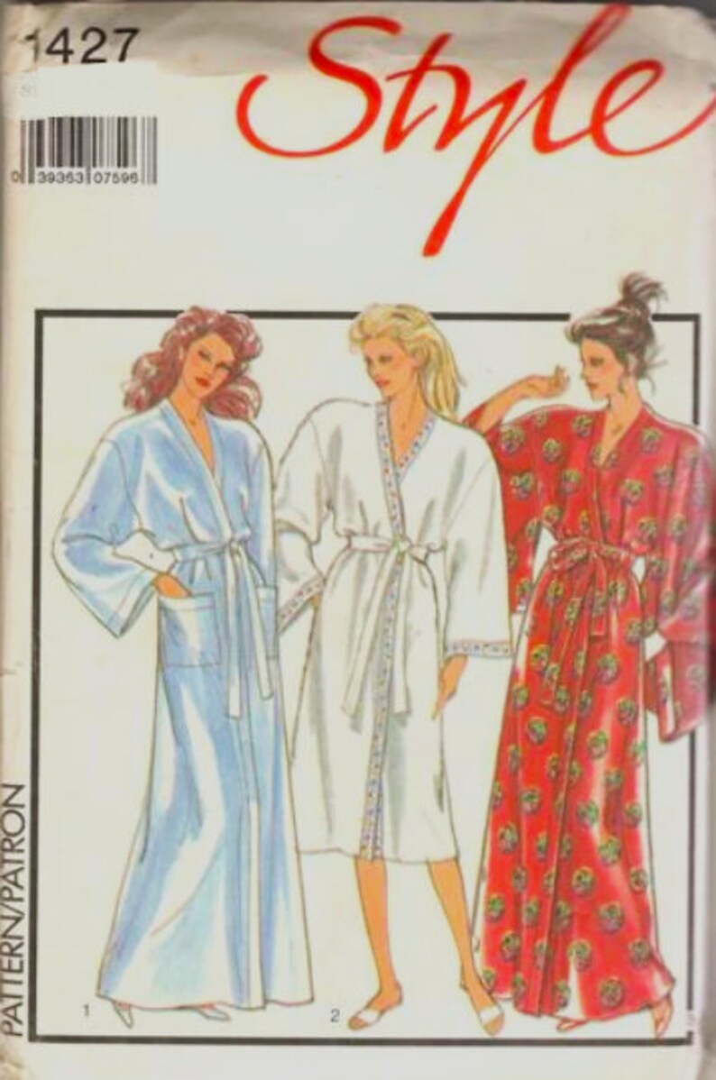 Style 1427 Adult Wrap Kimono Style Robe Sewing Pattern, FF Size SM - Etsy