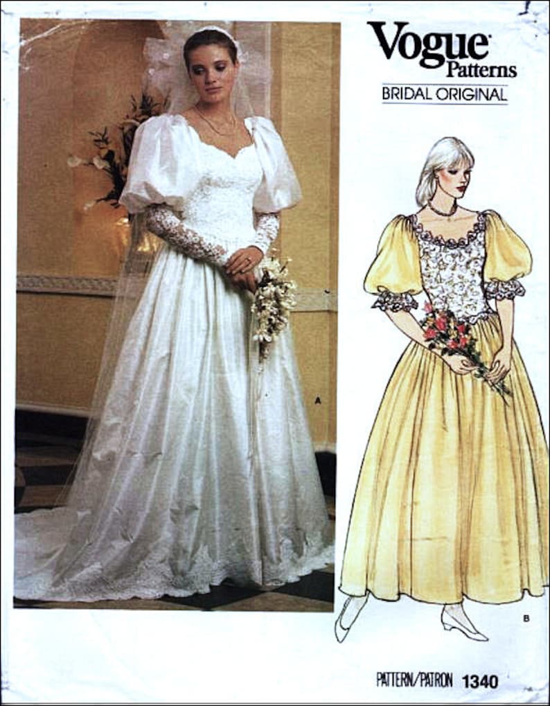 Vogue 1340 Bridal Original Misses Bridal Gown and Bride's Maid Dress ...