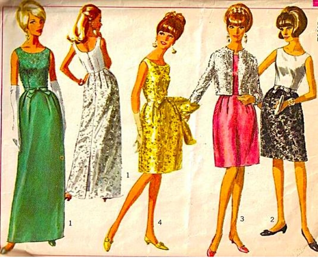 Vintage 1966 Misses Evening Dress With Short Jacket, Sewing Pattern ...