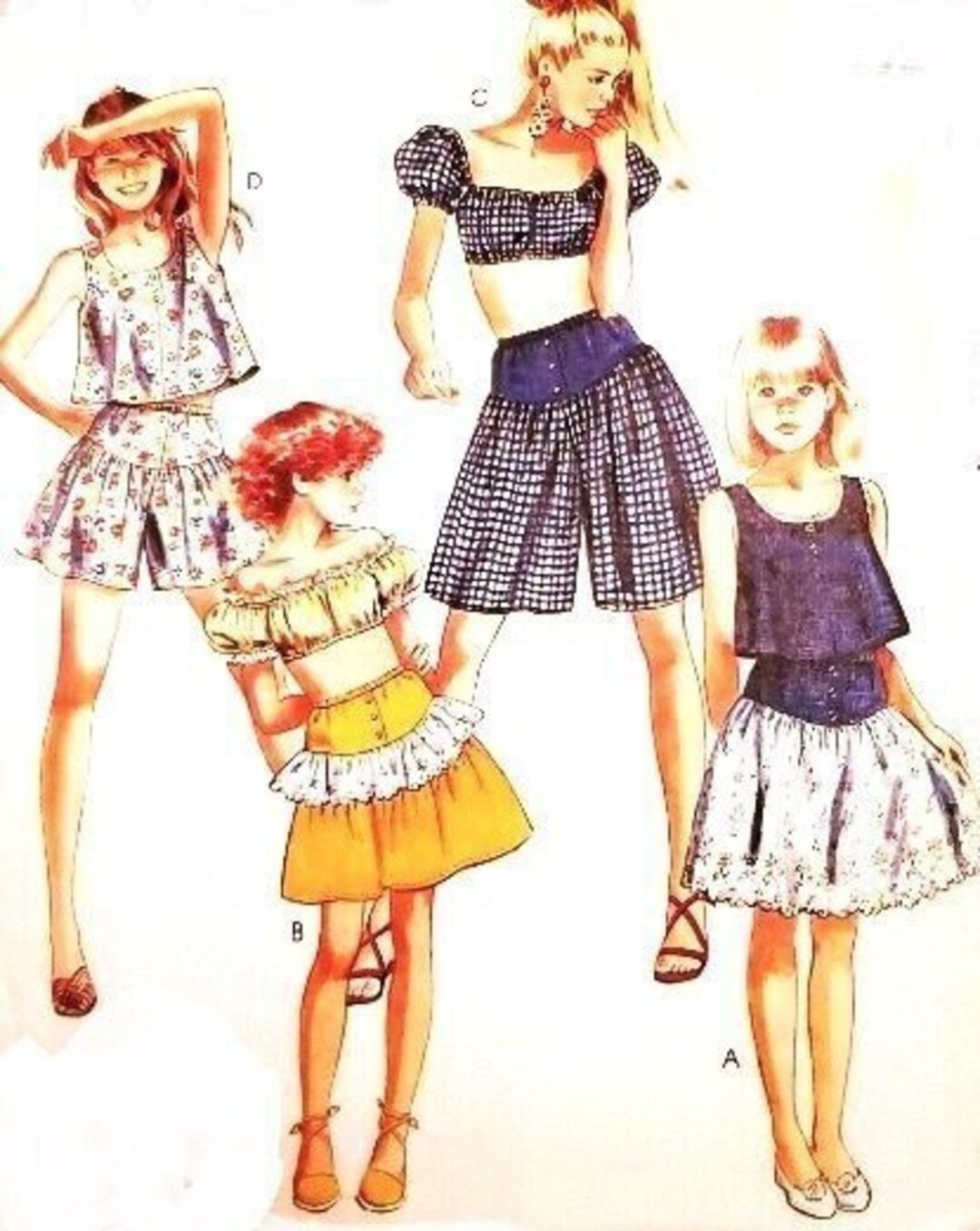 Mccall's 3738 Girl's Bra Top, Sleeveless Crop Top, Skirt and Culottes ...