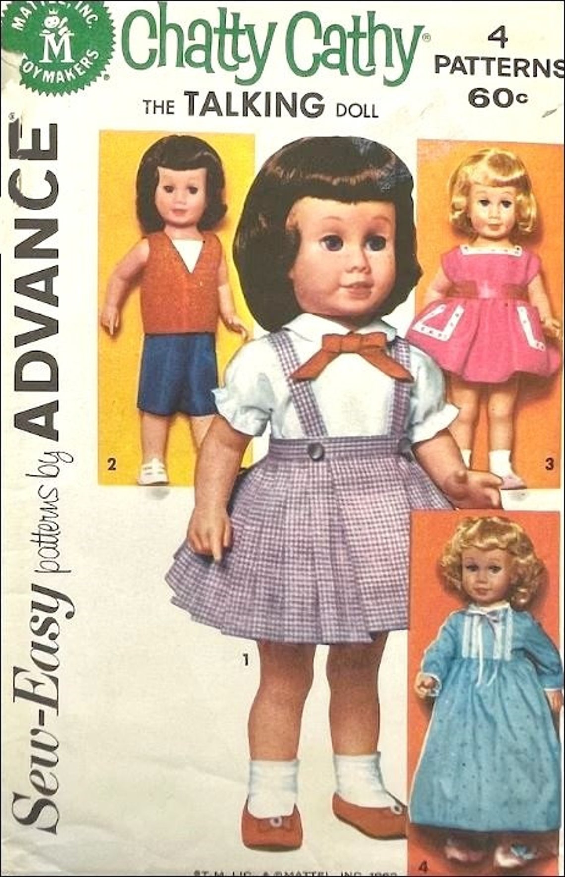 Rare 1960's Chatty Cathy Wardrobe Factory Fold Sewing Pattern, Advance ...
