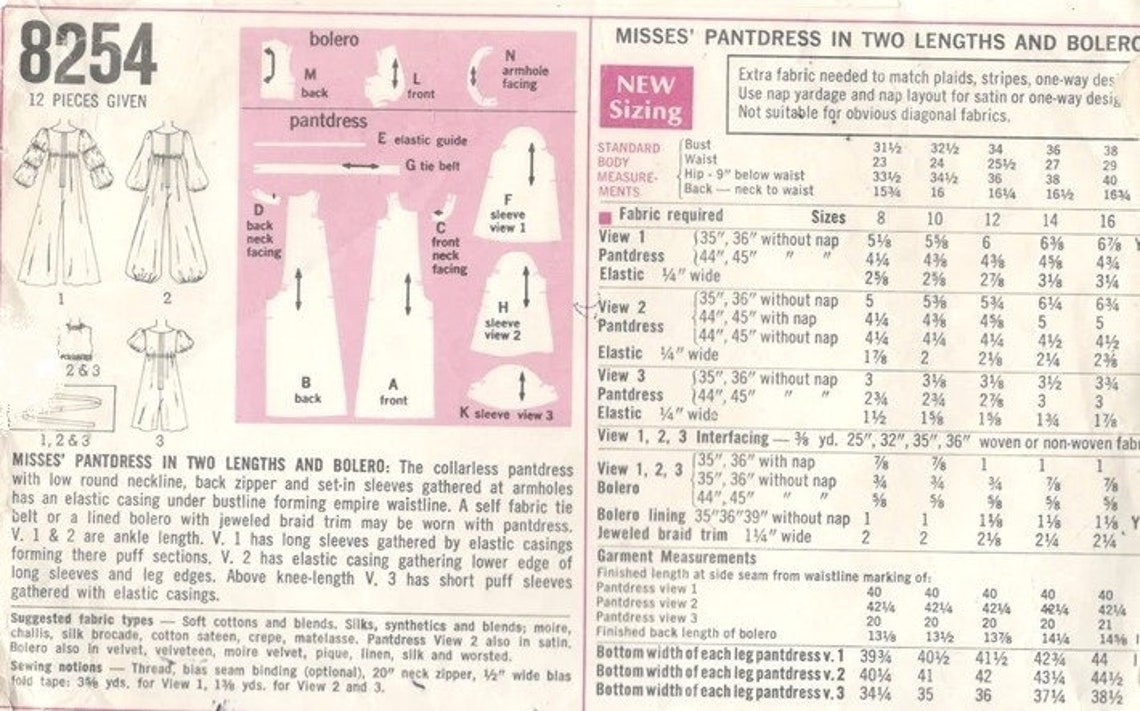 Simplicity 8254 Misses 70's Scoop Neck Jumpsuit With Double Puff ...