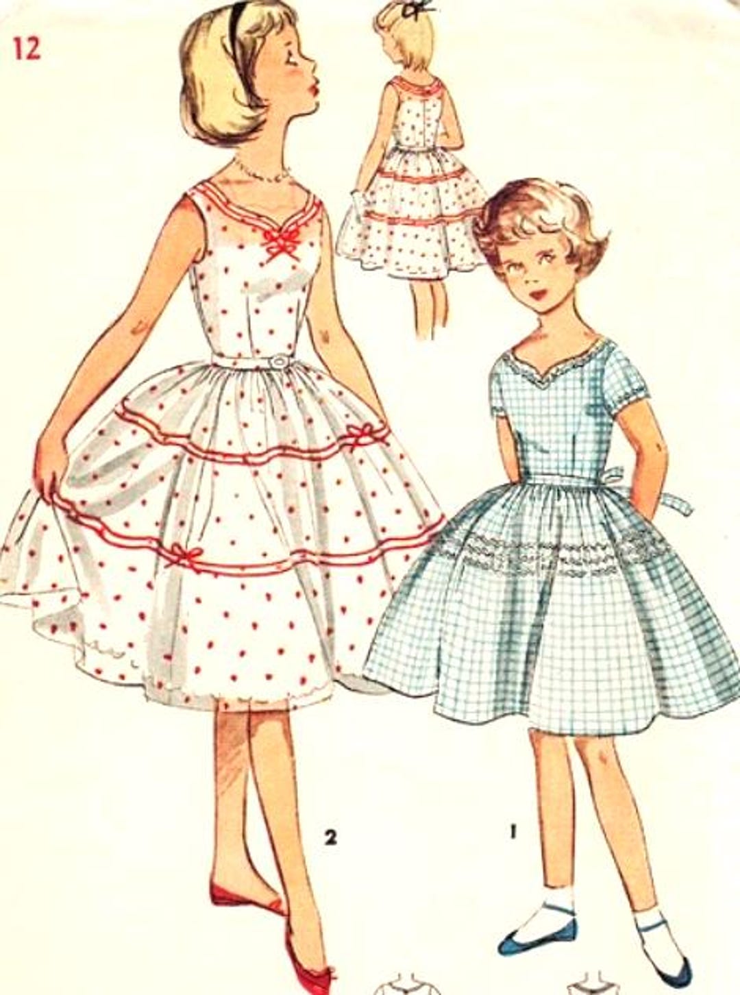 1950s Girls Party Dress Sewing Pattern: Simplicity 4754, Size 7 - Etsy