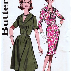 Vintage Butterick 9734 Misses' Classy Sheath Dress With Slim or Flared ...