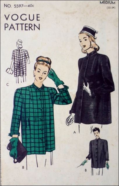 Vintage Vogue 1940s Maternity Smock Sewing Pattern 5597 (bust 32-34) - Etsy