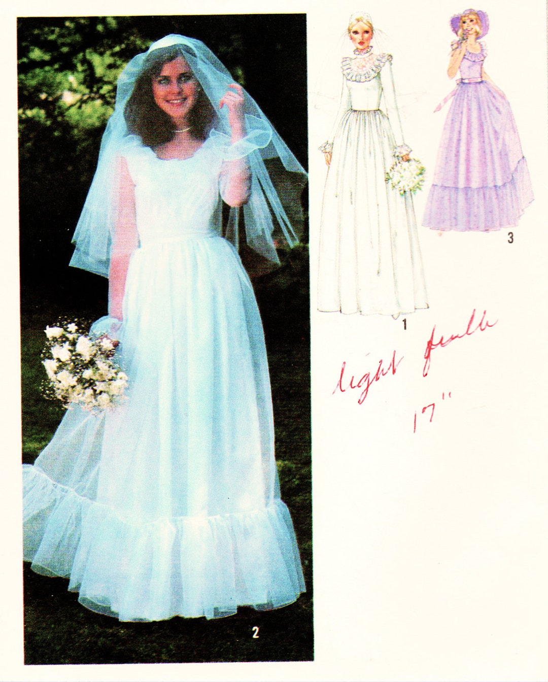 Vintage 1979 Wedding Dress Sewing Pattern: Simplicity 8825 Misses Bust ...