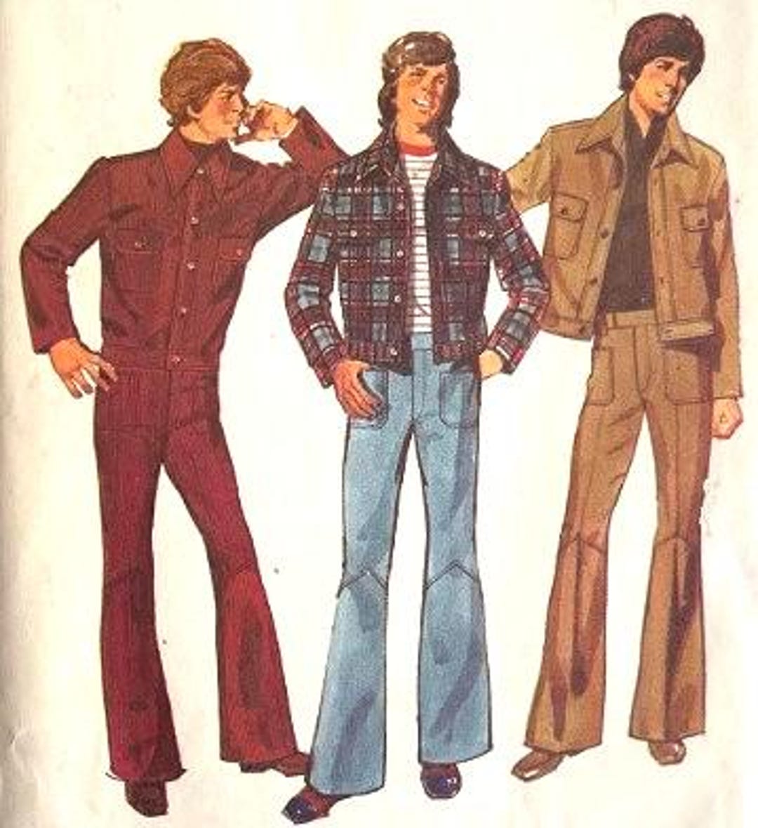 70's Sewing Pattern Men's Leisure Suit: Bell Bottom Pants and Shirt ...