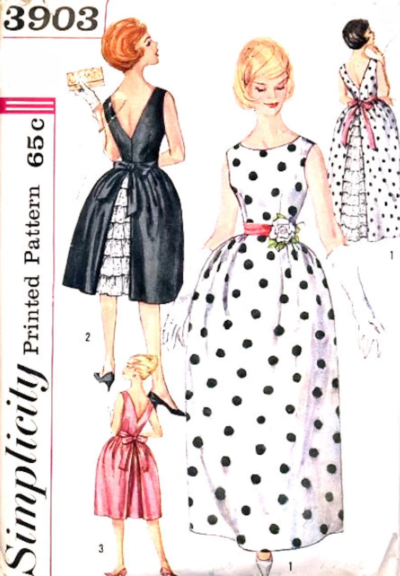 Vintage 50's Simplicity 3903 Misses Sleeveless Barrel Evening Gown ...
