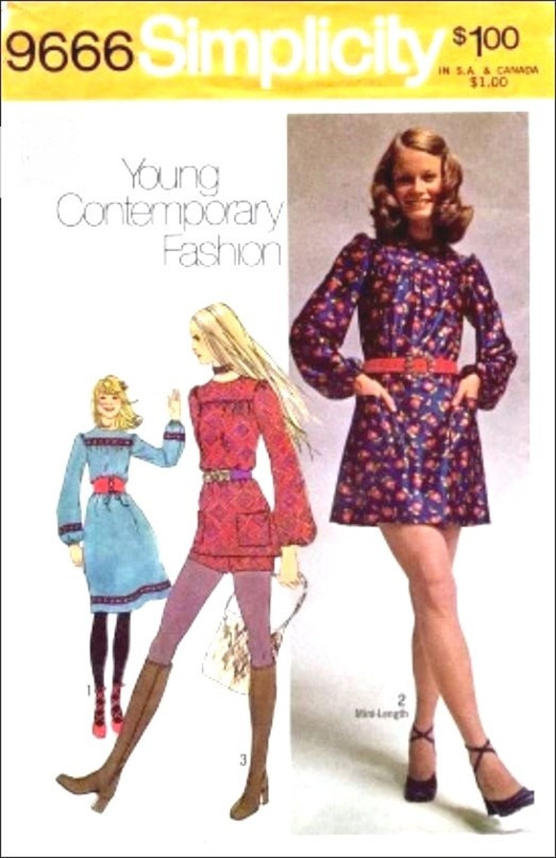 Vintage 1971 Mini Dress Sewing Pattern: Simplicity 9800, Bust 34" - Etsy