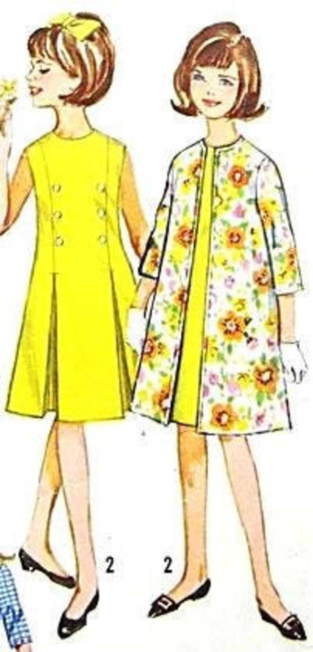 Vintage 1964 Girl's Dress & Coat Sewing Pattern: Mccall's 5858, Size 14 ...