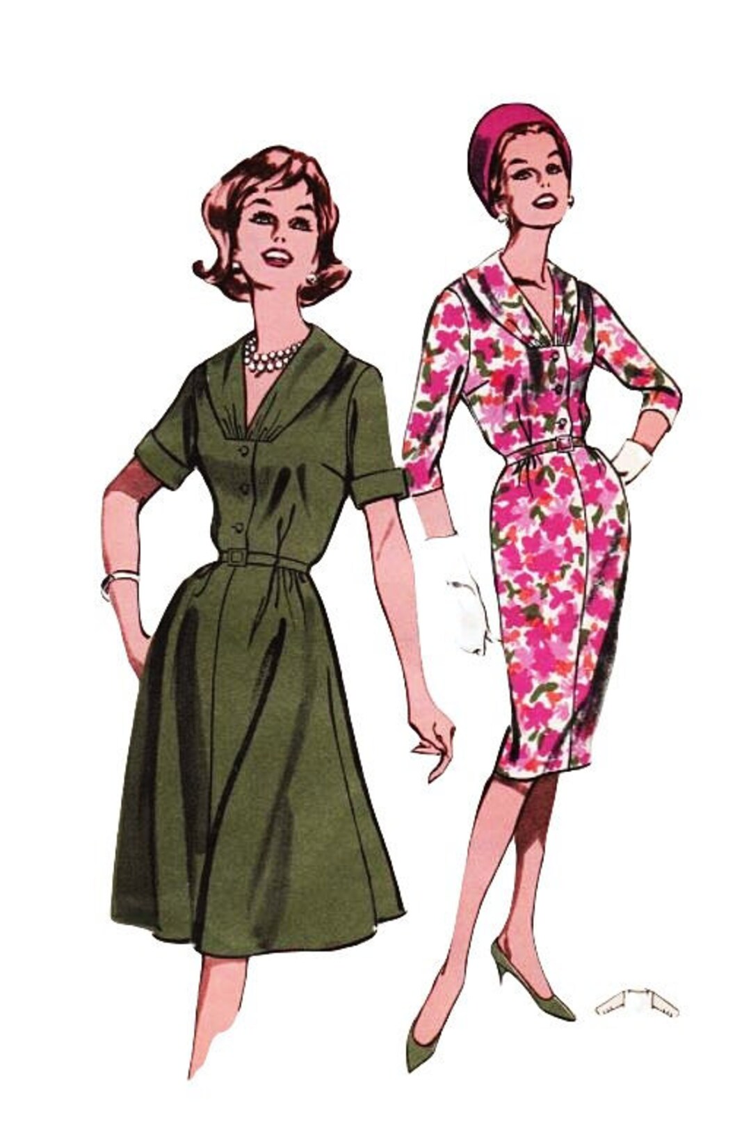 Vintage Butterick 9734 Misses' Classy Sheath Dress With Slim or Flared ...