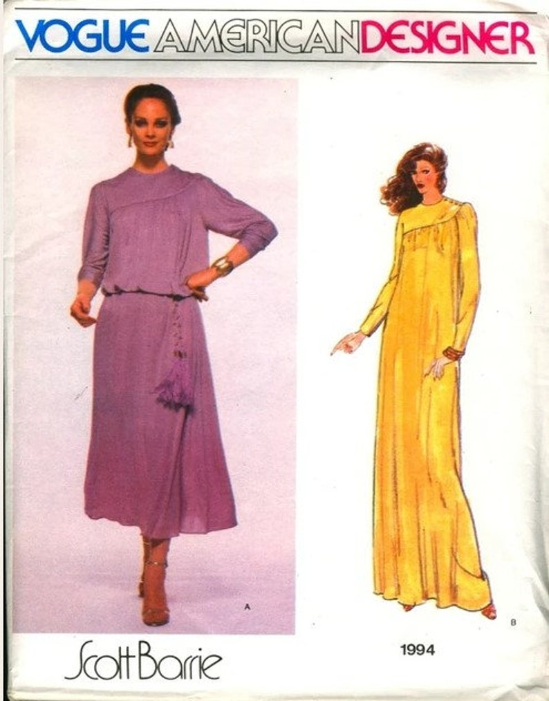 Vintage 70s Vogue Sewing Pattern: Misses' Maxi Dress, Scott Barrie ...