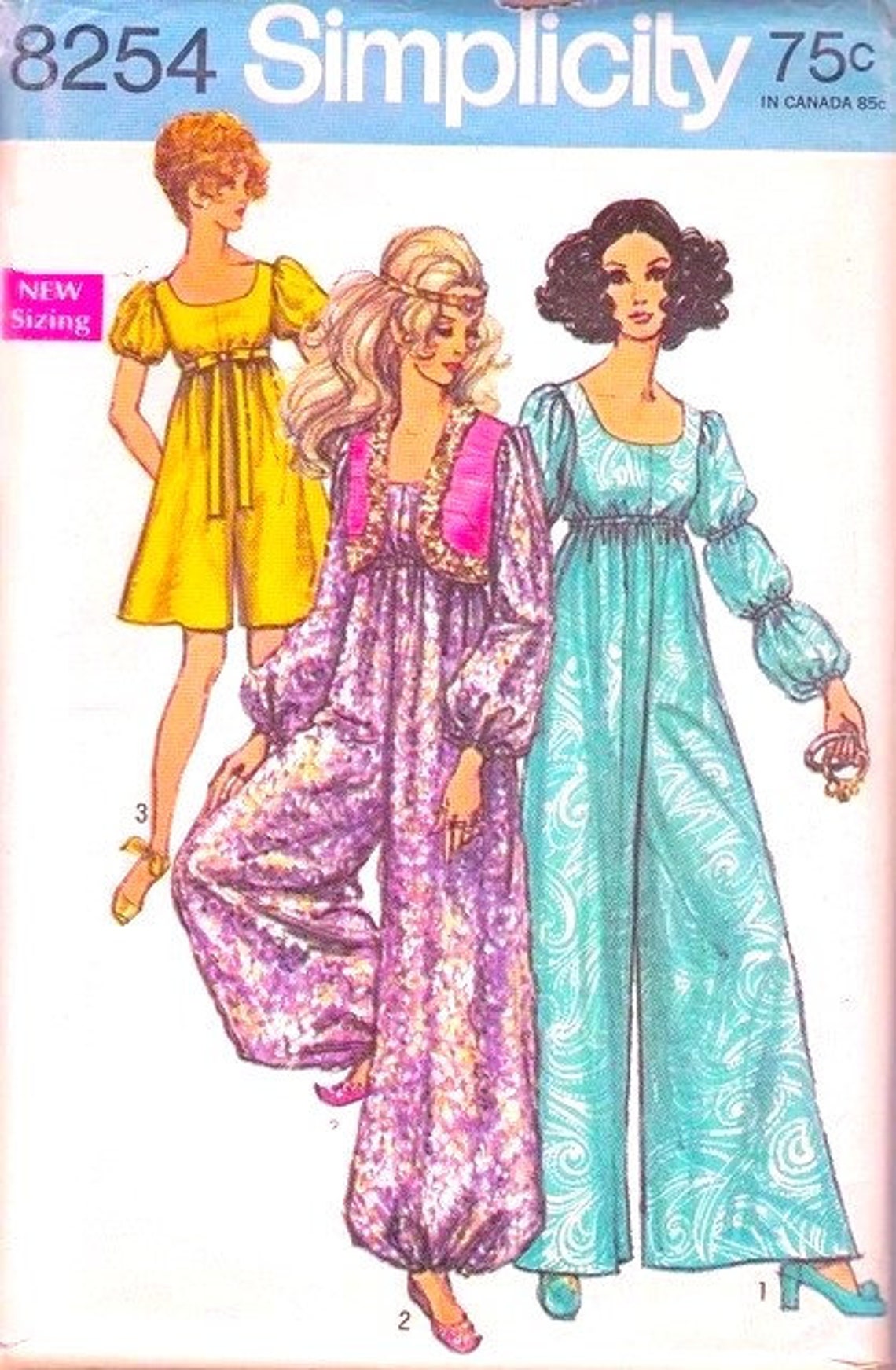 Simplicity 8254 Misses 70's Scoop Neck Jumpsuit With Double Puff ...