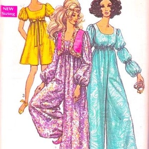 Simplicity 8254 Misses 70's Scoop Neck Jumpsuit With Double Puff ...
