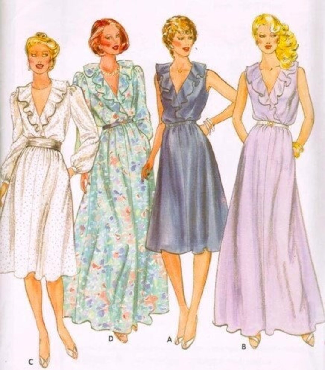 Vintage 80s Butterick 4278 Sewing Pattern: Misses' Ruffle Neckline ...