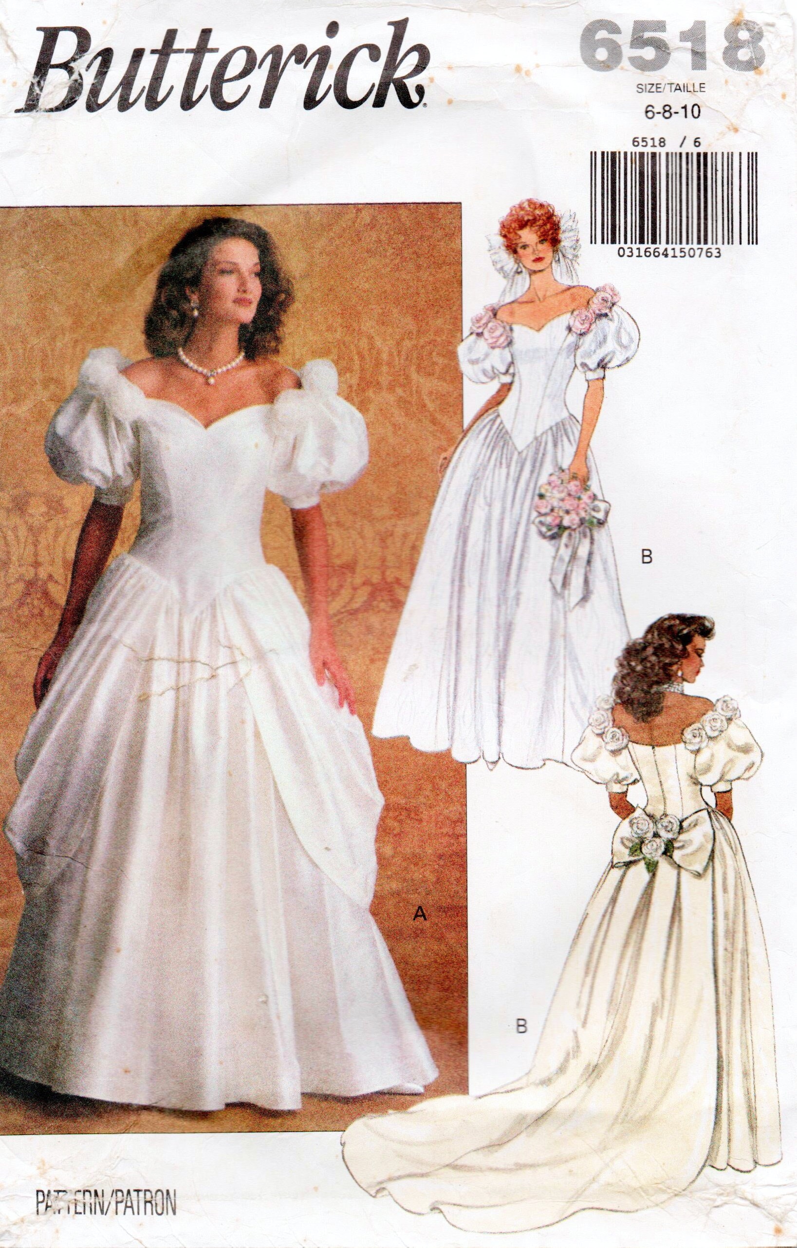 Vintage 90's Butterick 6518 Misses' Wedding or Bridesmaid Dress Sewing ...