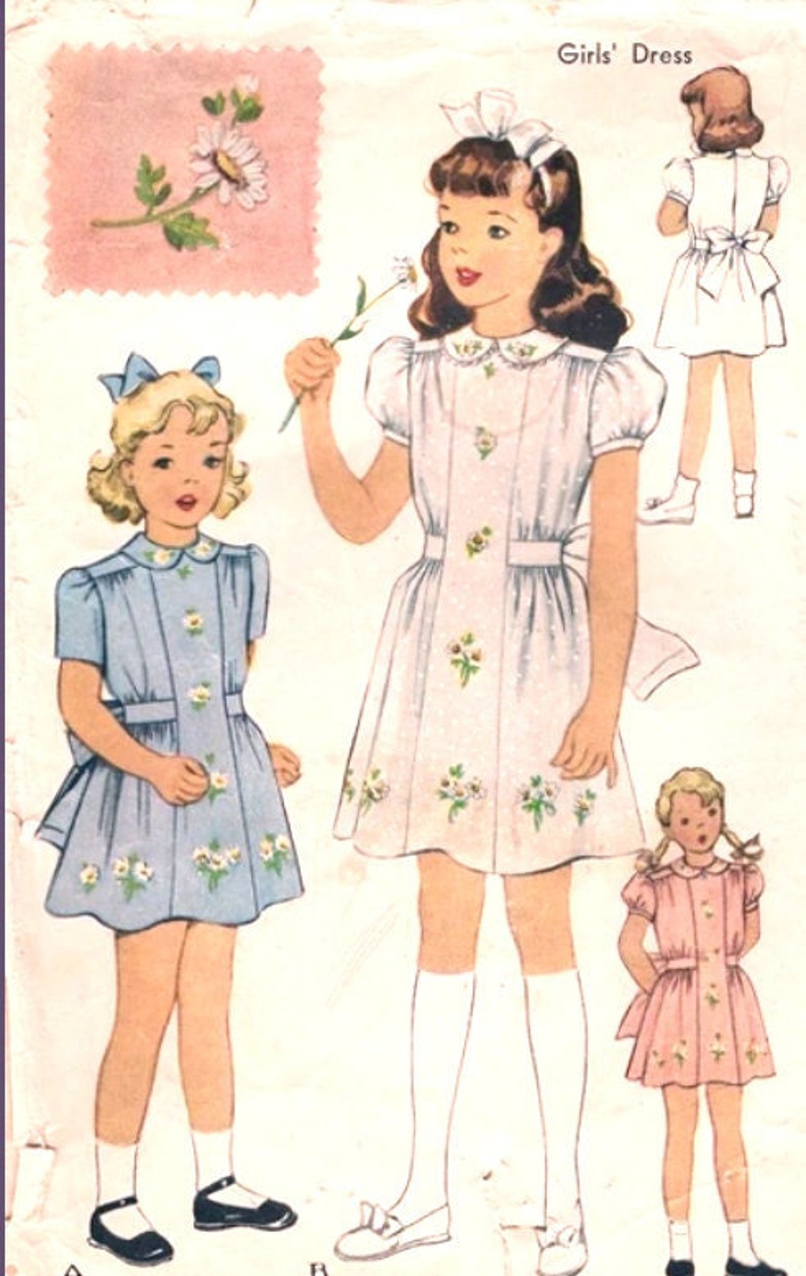 Flower Girl, Wedding Sewing Pattern Mccall's 1028 Girls Vintage 40s ...