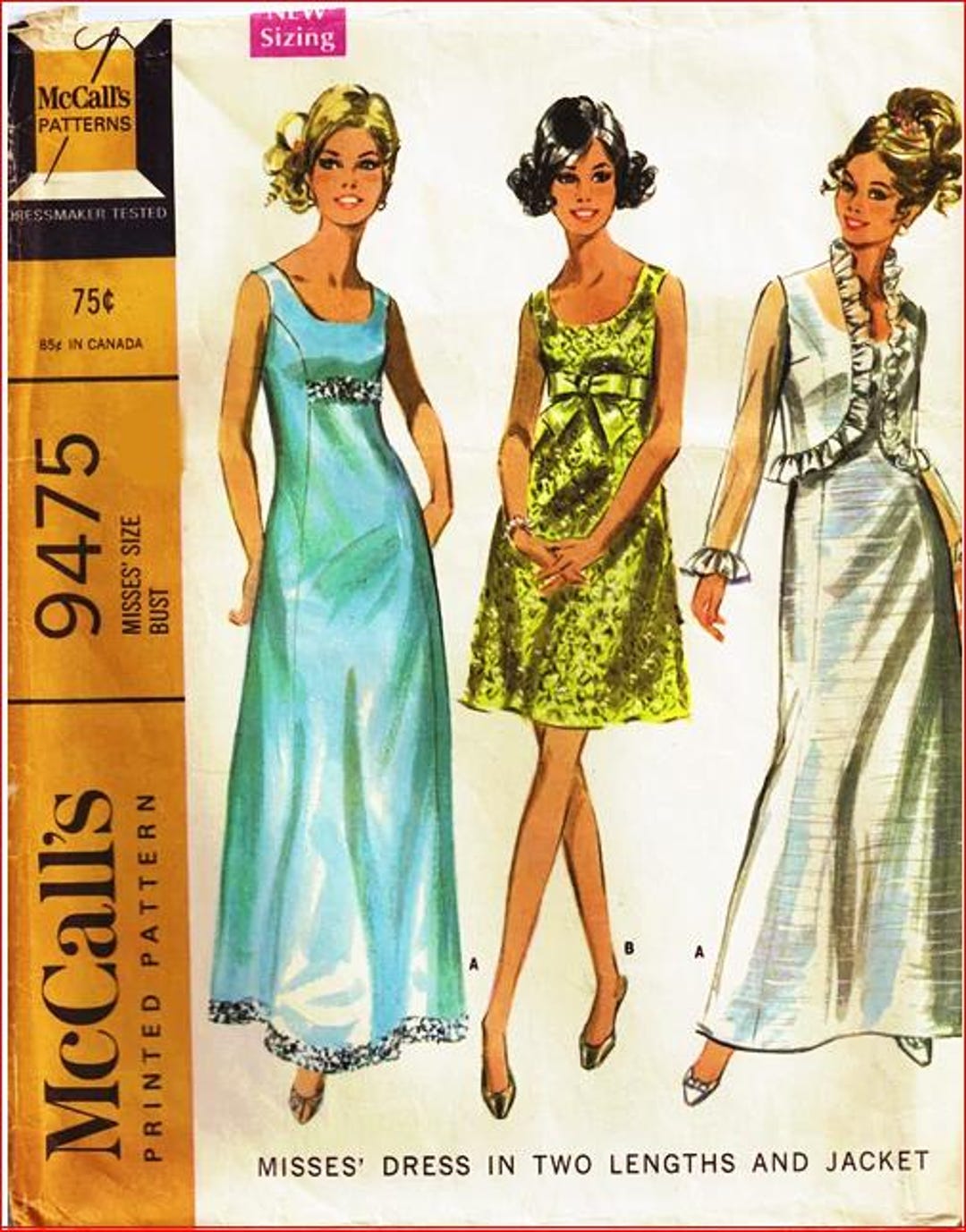 Vintage 1968 Misses Evening Dress With Short Jacket, Sewing Pattern ...