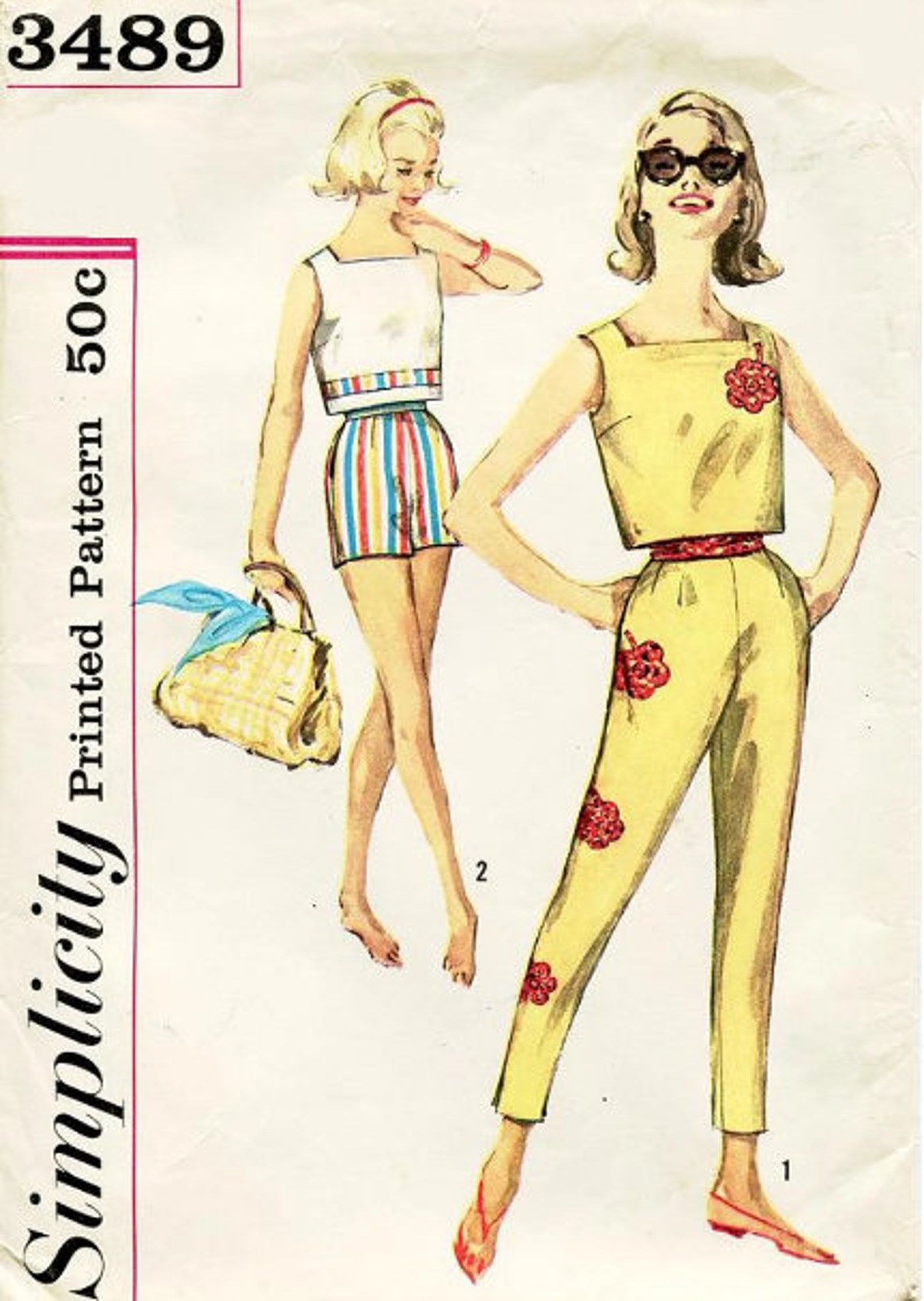 Simplicity 3489 Junior Crop Top and Skinny Pants or Shorts - Etsy
