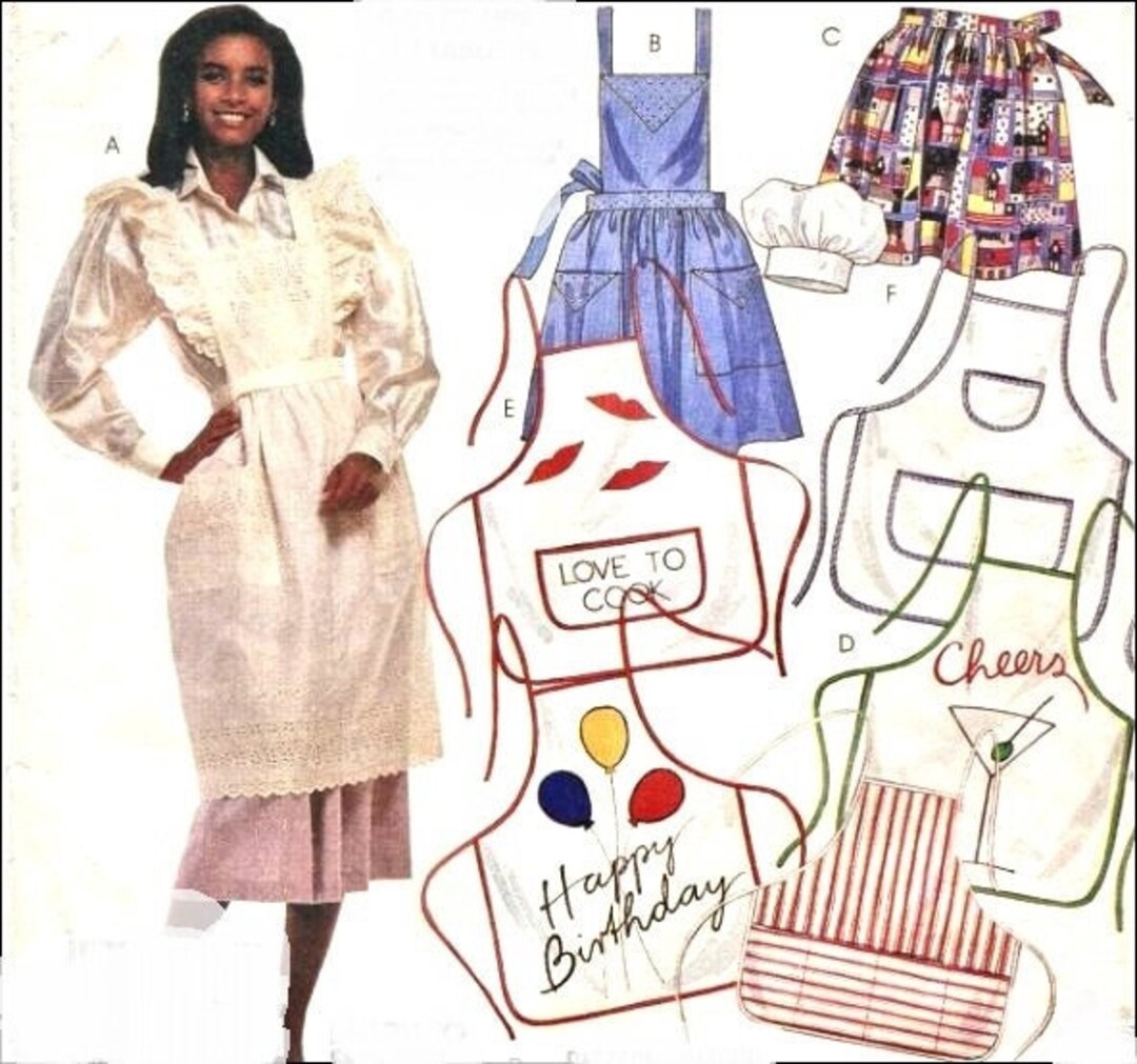 Vintage Apron & Baker's Hat Sewing Pattern: Mccall's 3424, Adult One ...