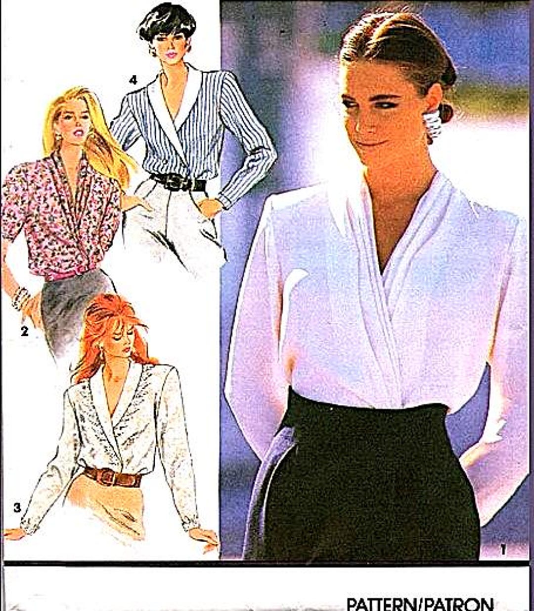 Simplicity 7453, Vintage Sewing Pattern, Misses V-neck Blouse With ...