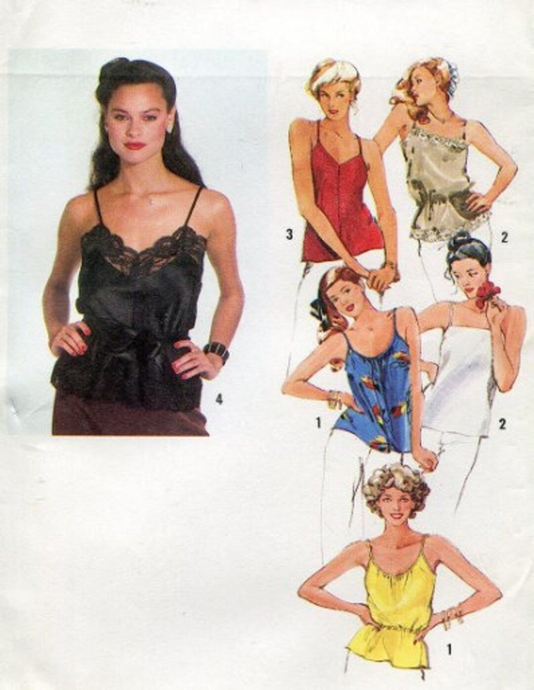 Simplicity 6523 Misses Set of Lined or Unlined Bias Camisoles Vintage ...