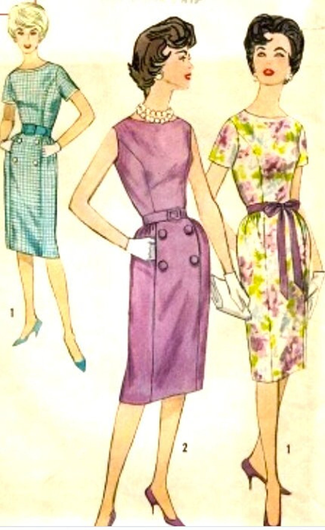 Vintage 60s Princess Seam Dress Sewing Pattern Simplicity 3874 - Bust ...