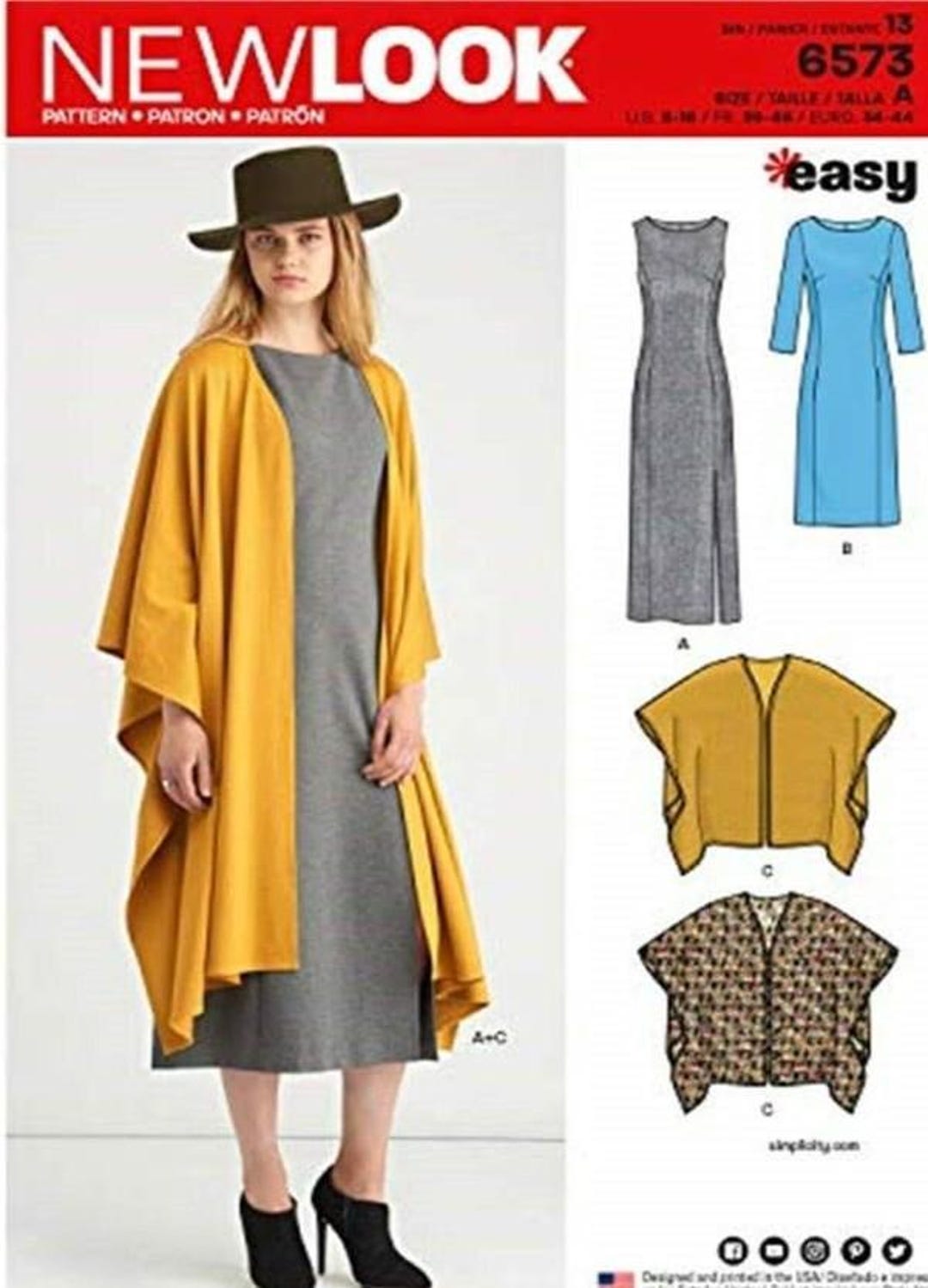 NEW LOOK Sewing Pattern 6573 - Misses' Dress and Wrap, Size A (8-10-12 ...