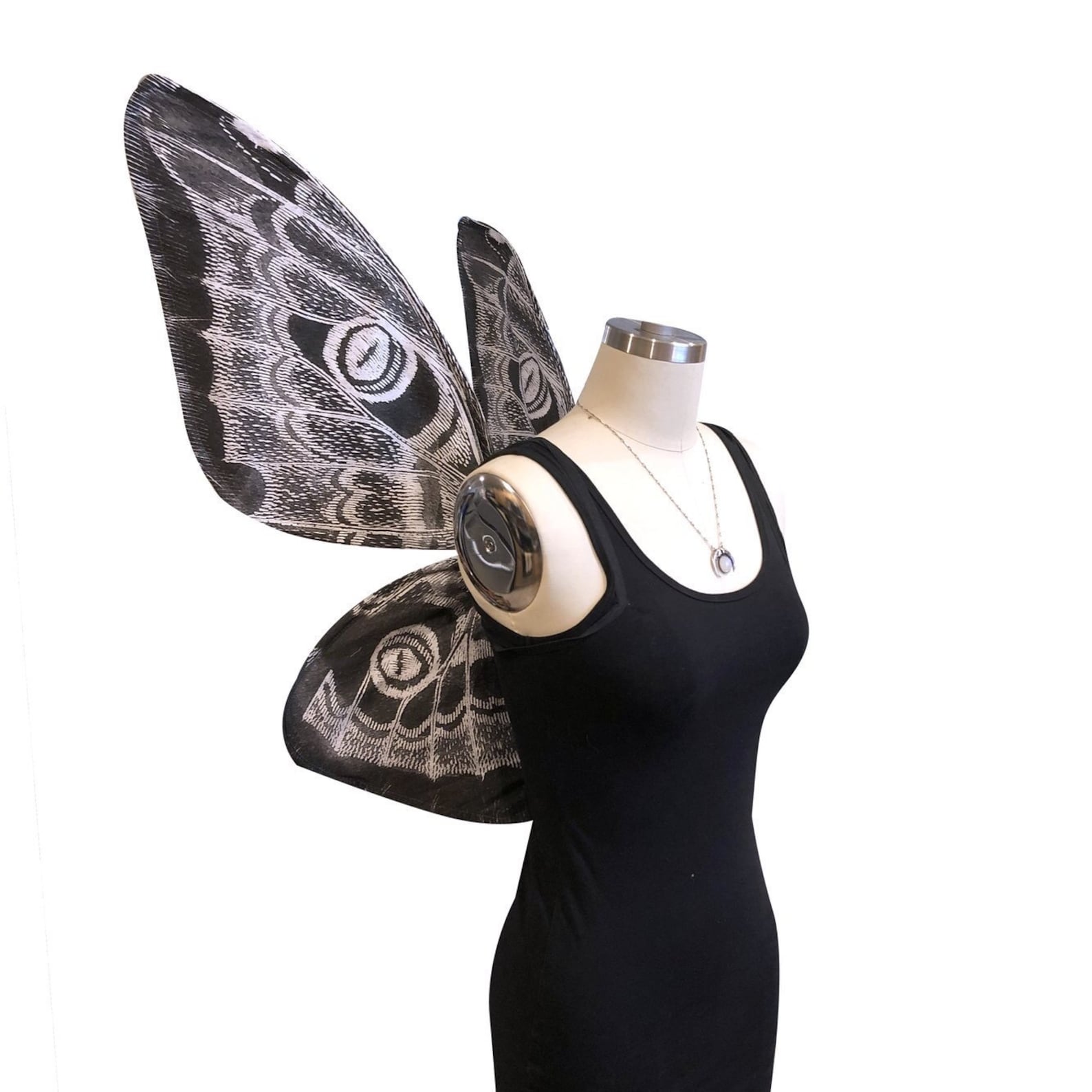 Halloween Mothman Costume Wings for Women - Black and White Moth Wings ...