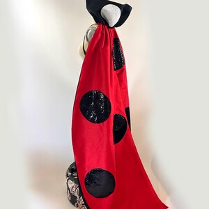 Ladybug Costume Adult Cape, Red and Black Faux Silk, Lady Bug Cape ...