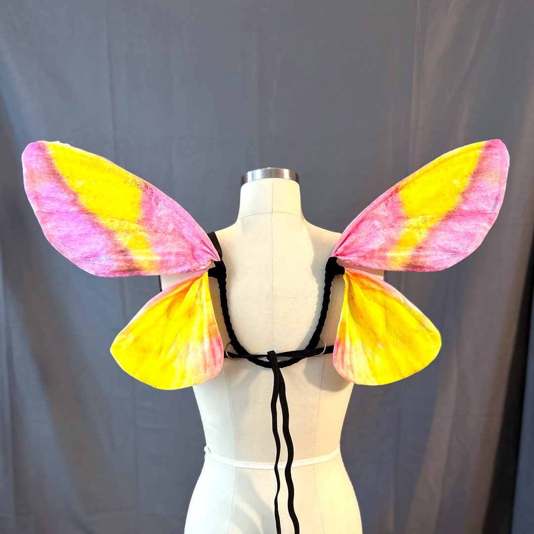 Small Rosy Maple Moth Costume Wings Convertible U-back for Corset or ...