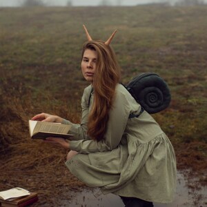 Snail Shell Backpack Petite Green Escargot in Forest Green Faux Suede ...