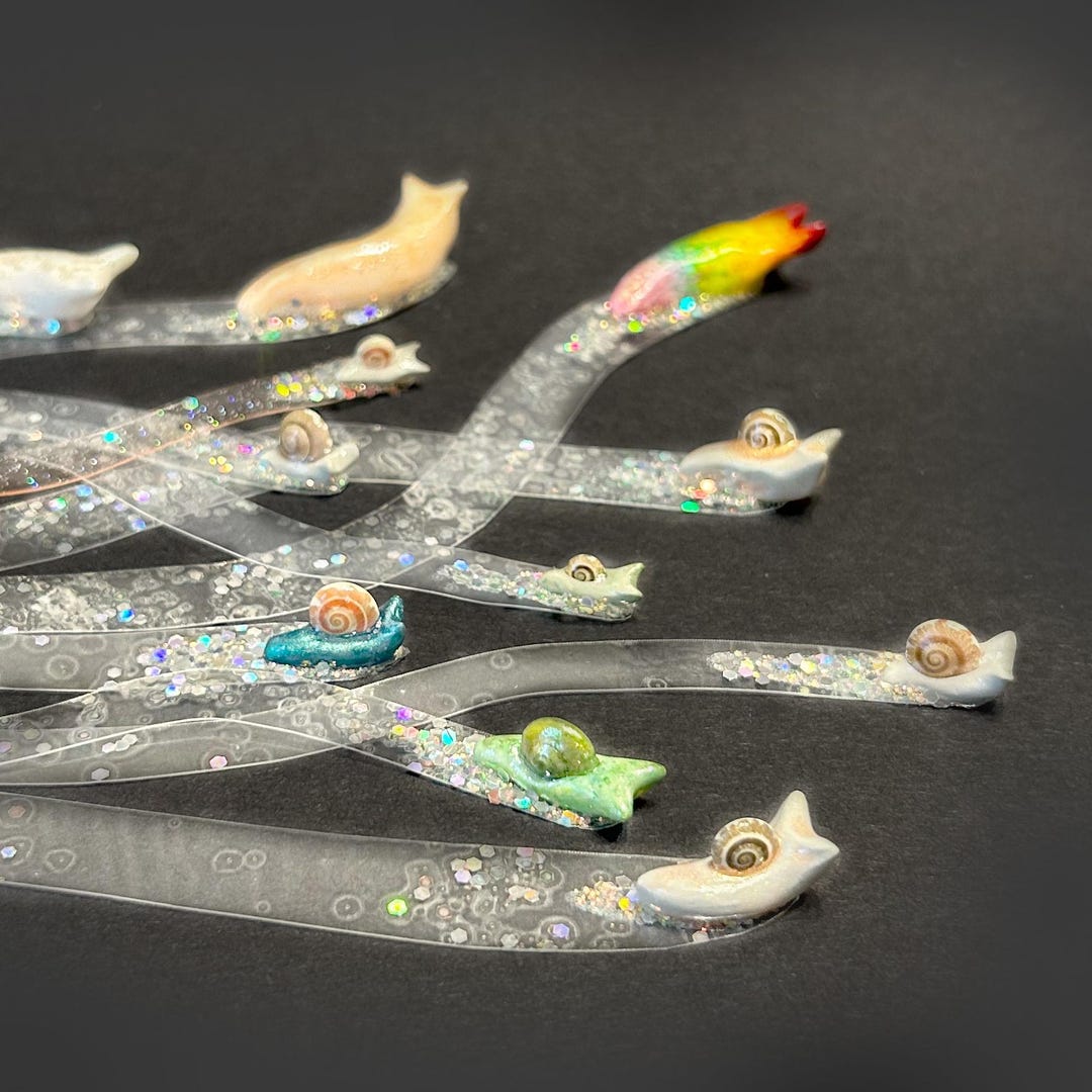 Tiny Snail Figurines or Bookmarks, Sculpted Clay Snails With Trails - Etsy