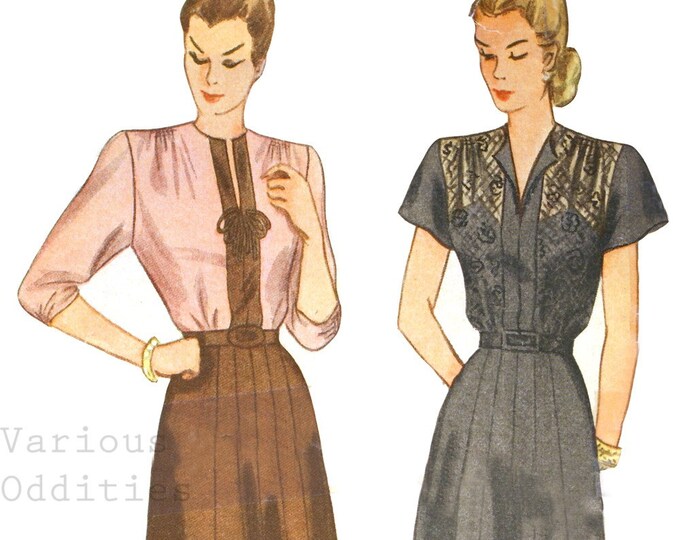 1940s Gored Skirt Dress Pattern Simplicity 1819 Bust 34 - Etsy