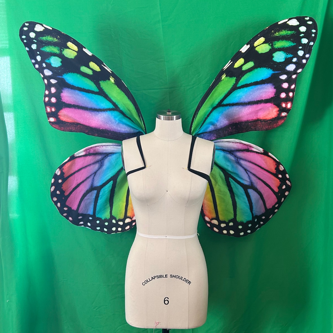 Large Rainbow Monarch Butterfly Costume Wings - Butterfly Halloween ...