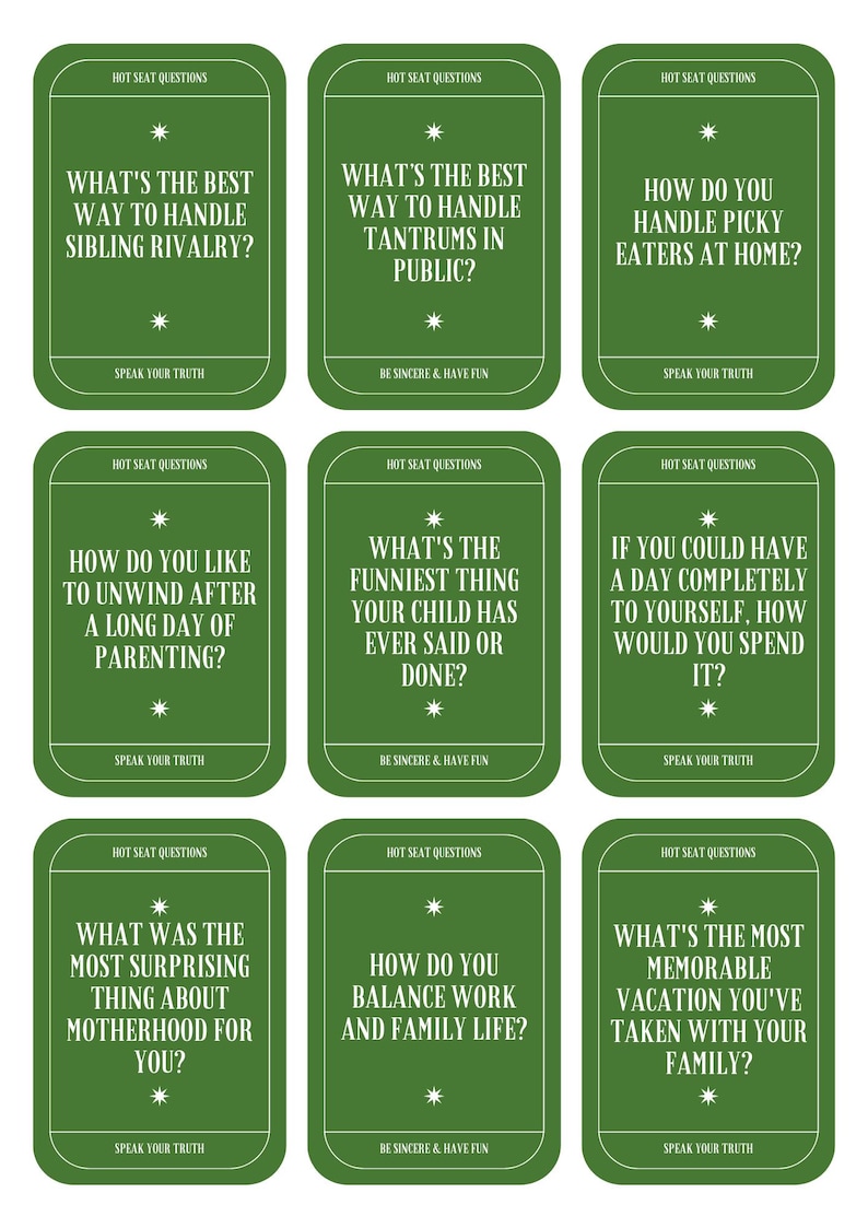 Hot Seat Questions Cards, Mother Edition, Mom Fun, Let It Out, Deep ...