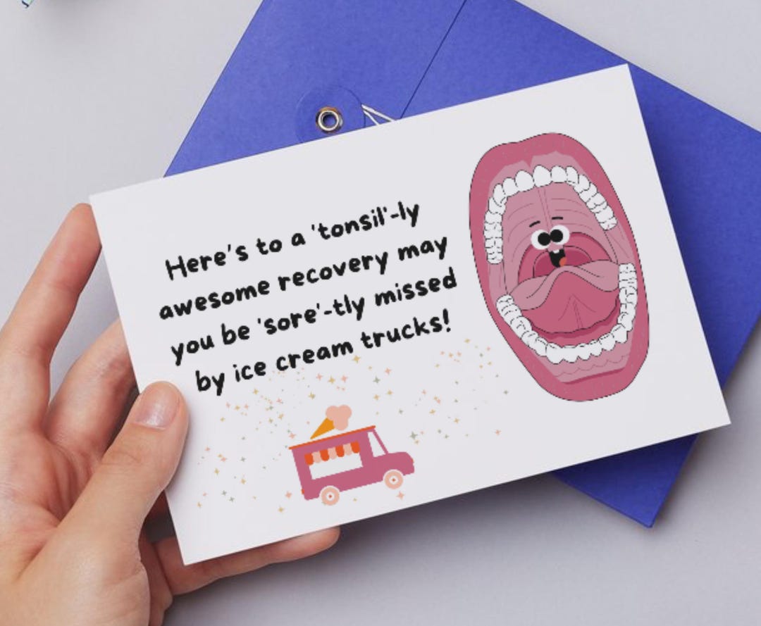 Get Well Soon Card, Tonsils Removal, Post Surgery, Printable, Funny ...