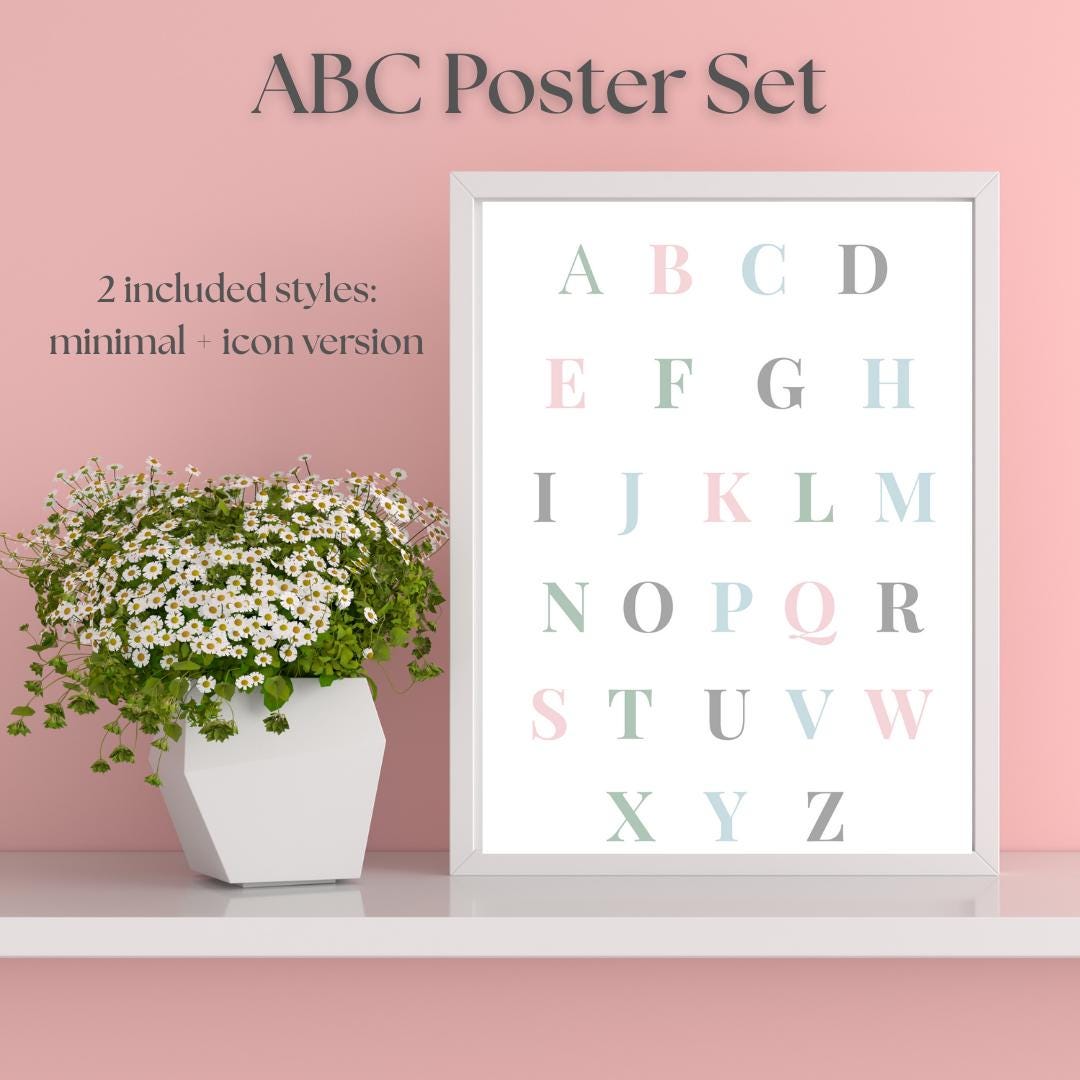 Alphabet Posters for Kids – Printable ABC Charts With and Without Icons ...