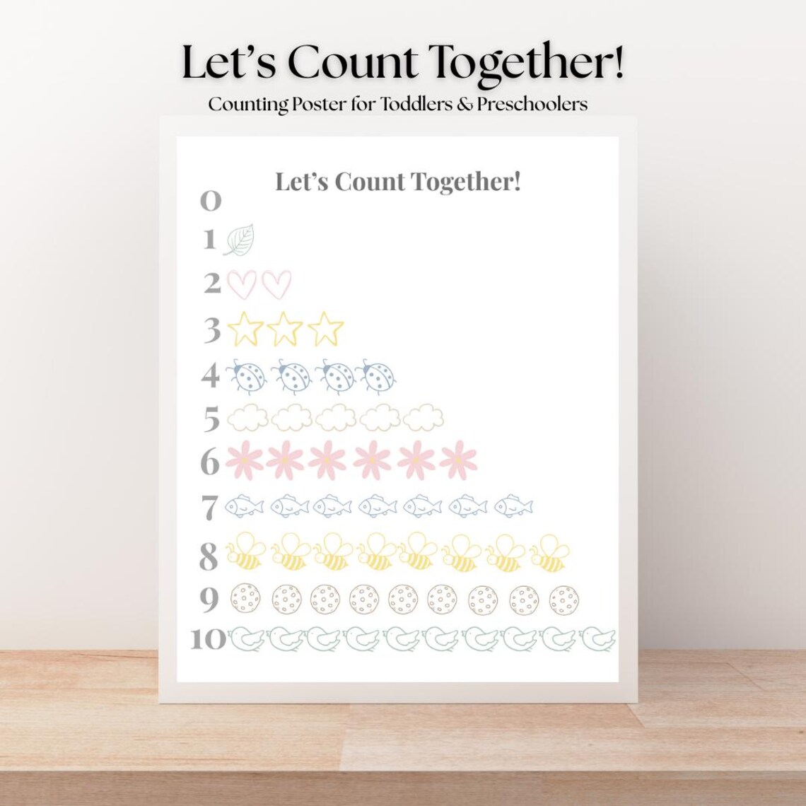 Numbers 0-10 Poster: Illustrated Counting Chart (digital Download) - Etsy