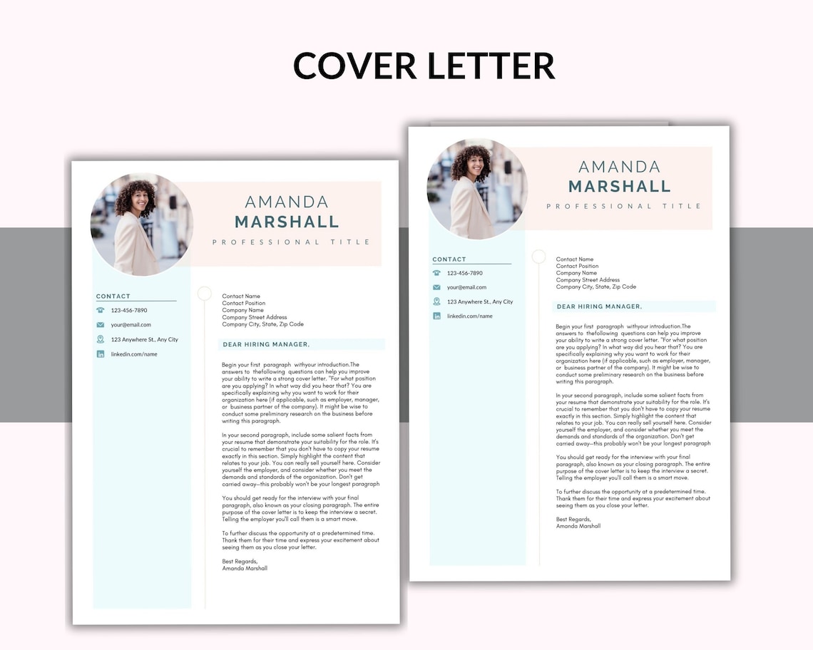 Ats-friendly Resume/cv Template Editable Canva Designs Cover Letter ...