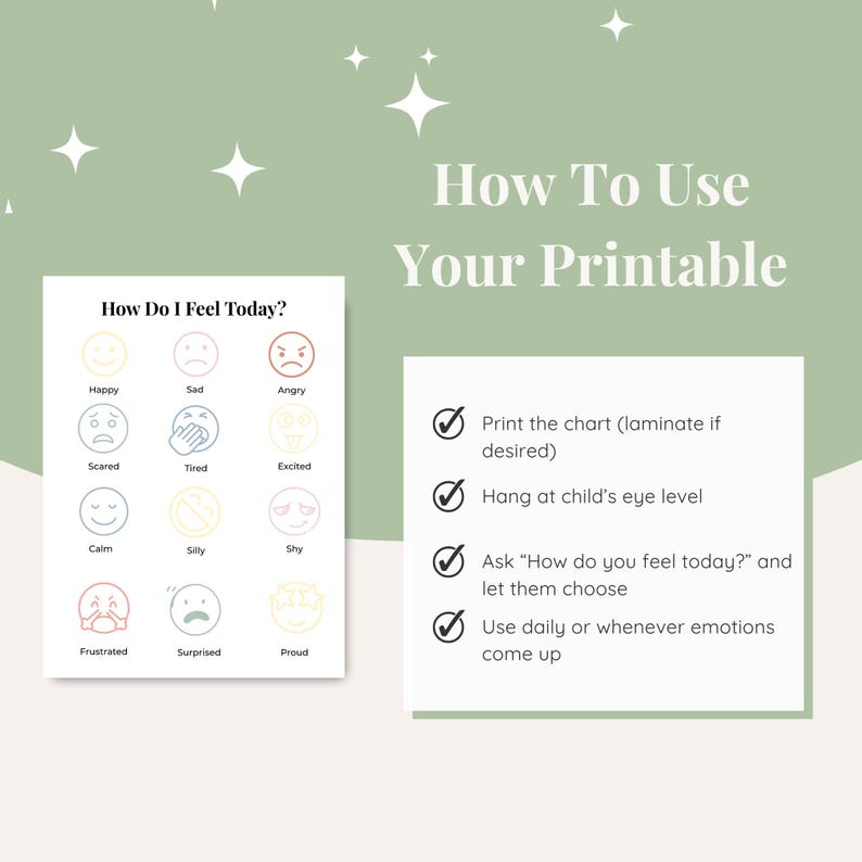 Toddler Feelings Chart | Visual Emotional Learning (printable PDF ...