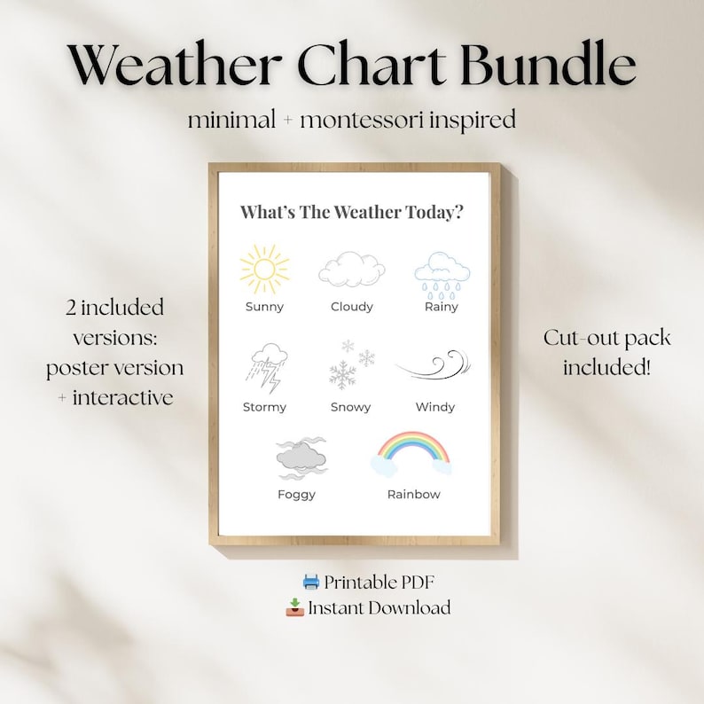 Weather Chart for Kids – Printable Daily Weather, Seasons and Clothing ...