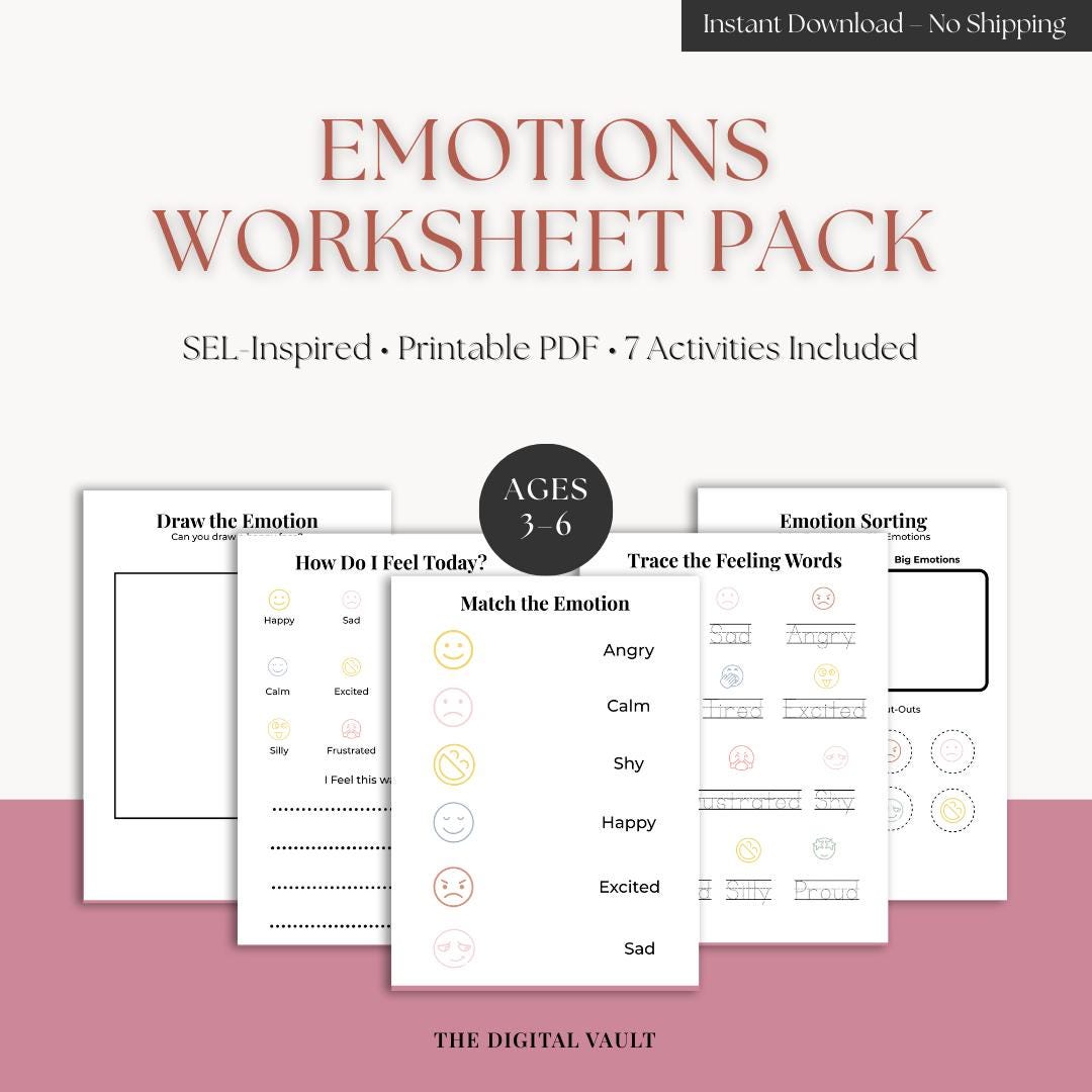 Emotions Worksheet Pack for Kids | SEL Printable Activities for ...