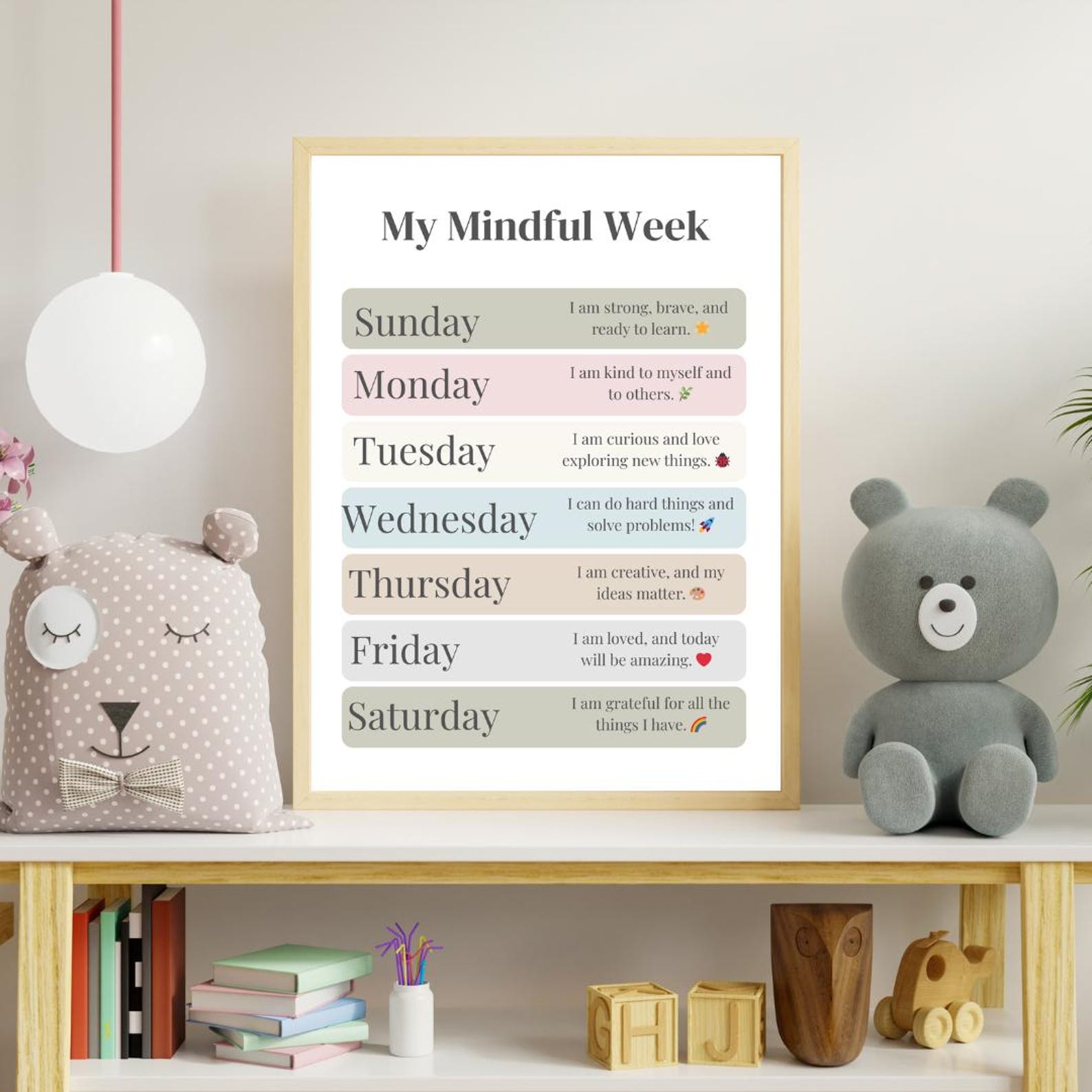 Days of the Week Affirmation Chart for Kids – Printable Visual Routine ...